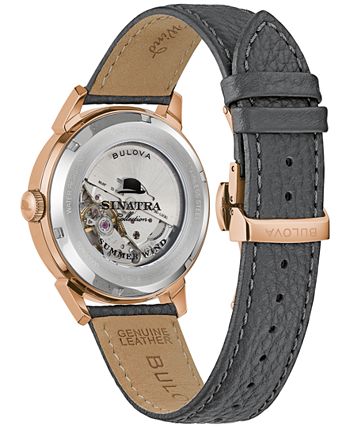 Bulova Men's Frank Sinatra Summer Wind Automatic Gray Leather Strap ...