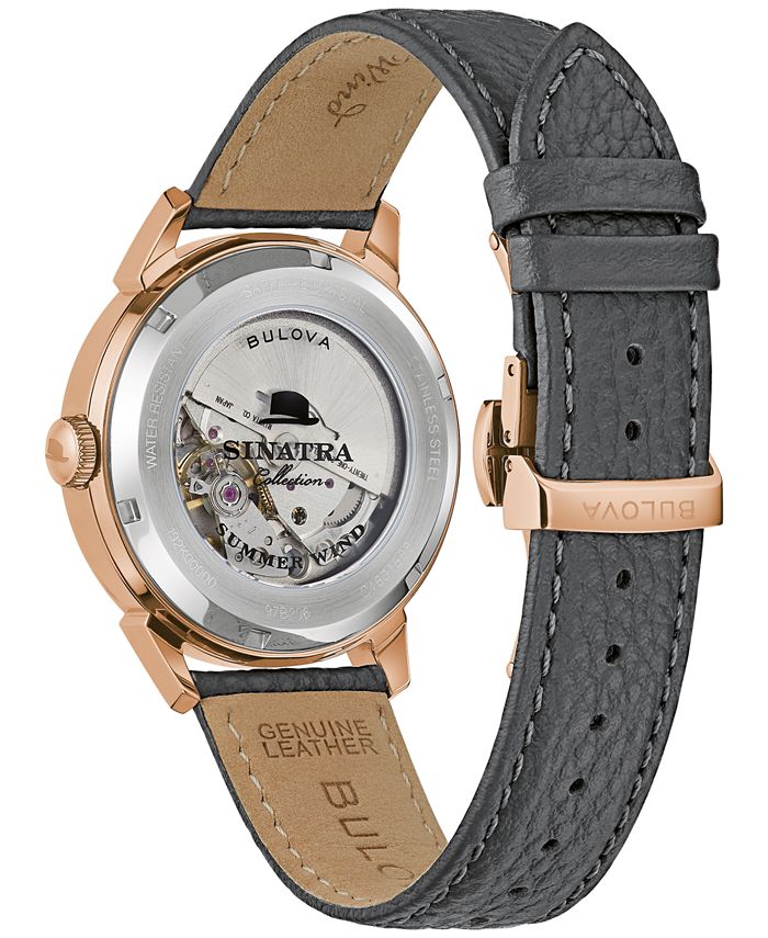 Bulova Men's Frank Sinatra Summer Wind Automatic Gray Leather Strap ...