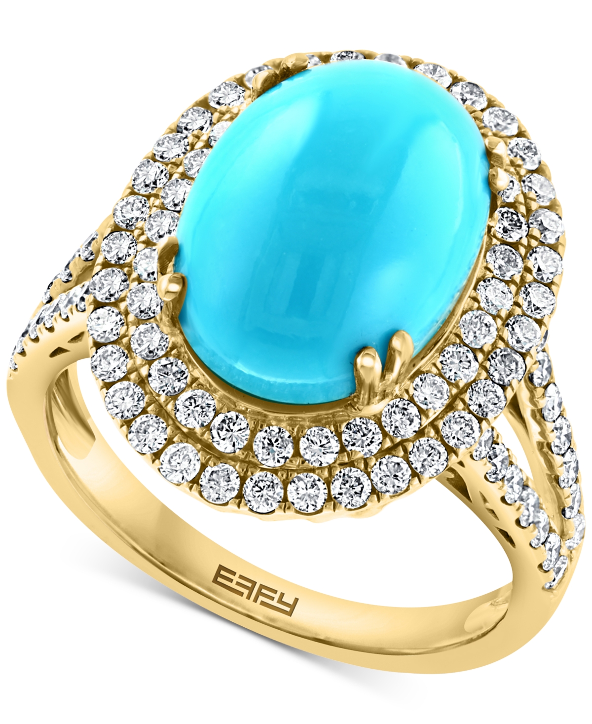 Click here for Effy Turquoise & Diamond (1 ct. t.w.) Oval Halo Ri... prices