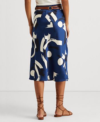 Lauren Ralph Lauren Geometric-Print Satin Charmeuse Skirt - Macy's