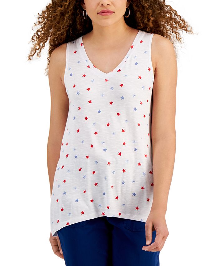 Style & Co Petite Star-Print Drapey Tank Top, Created for Macy's - Macy's