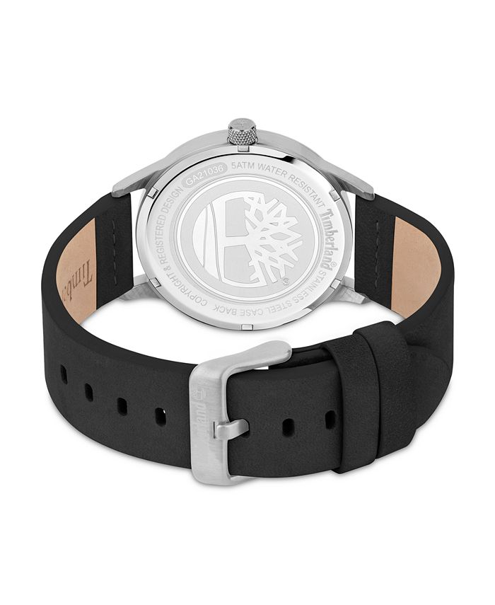 Timberland Men's Hempstead 3 Hands Black Leather Strap Watch 40mm - Macy's