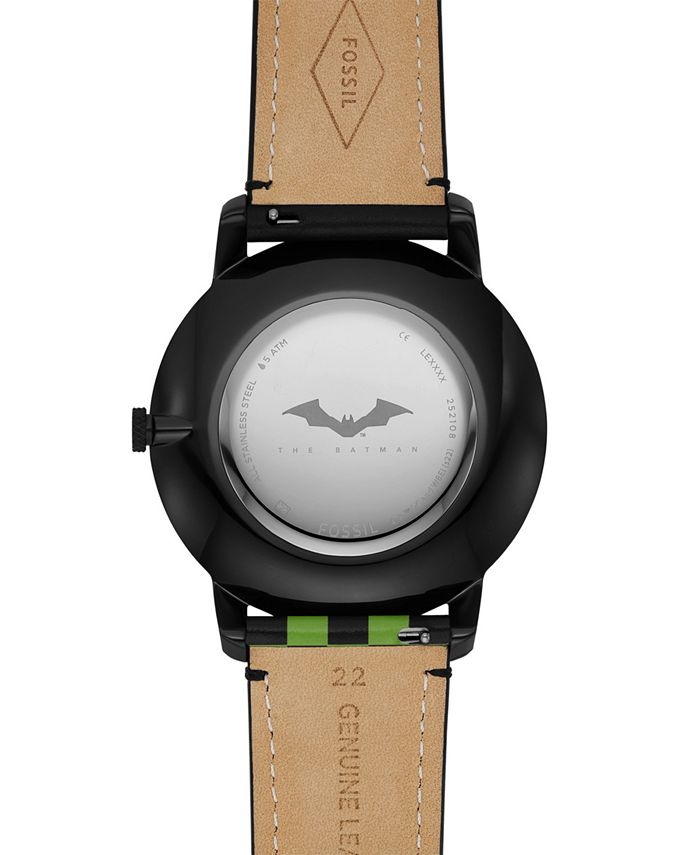 Fossil Men's Batman x Riddler Black & Green Leather Strap Watch 44mm ...