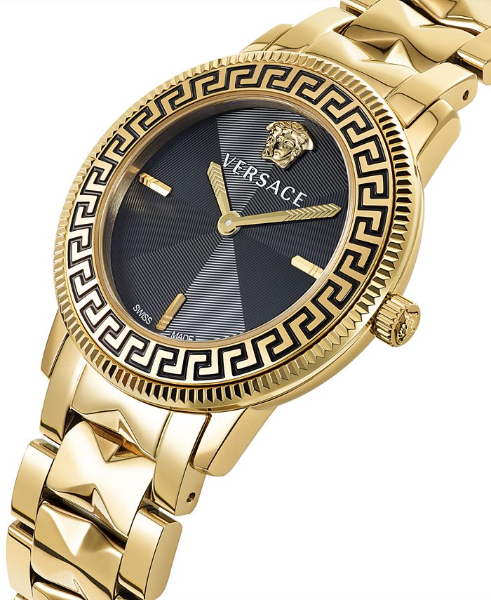 Versace Women's Swiss V-Tribute Studded Gold Ion Plated Stainless Steel ...