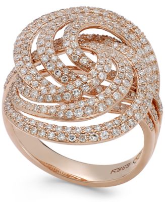 EFFY Collection Pave Rose by EFFY Diamond Spiral Ring in 14k Rose Gold ...