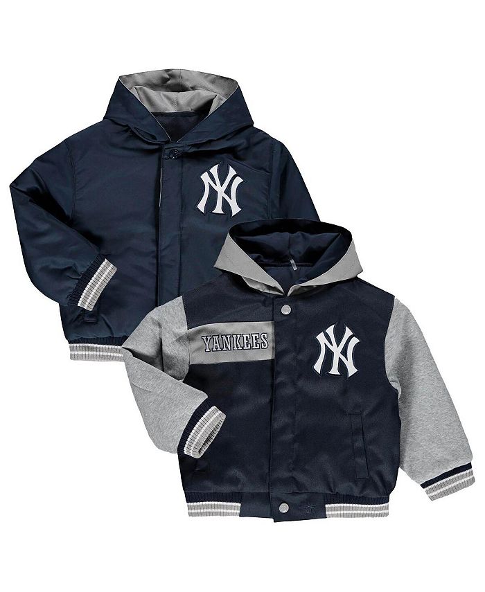 JH Design Toddler Boys Navy, Gray New York Yankees Reversible Hoodie ...