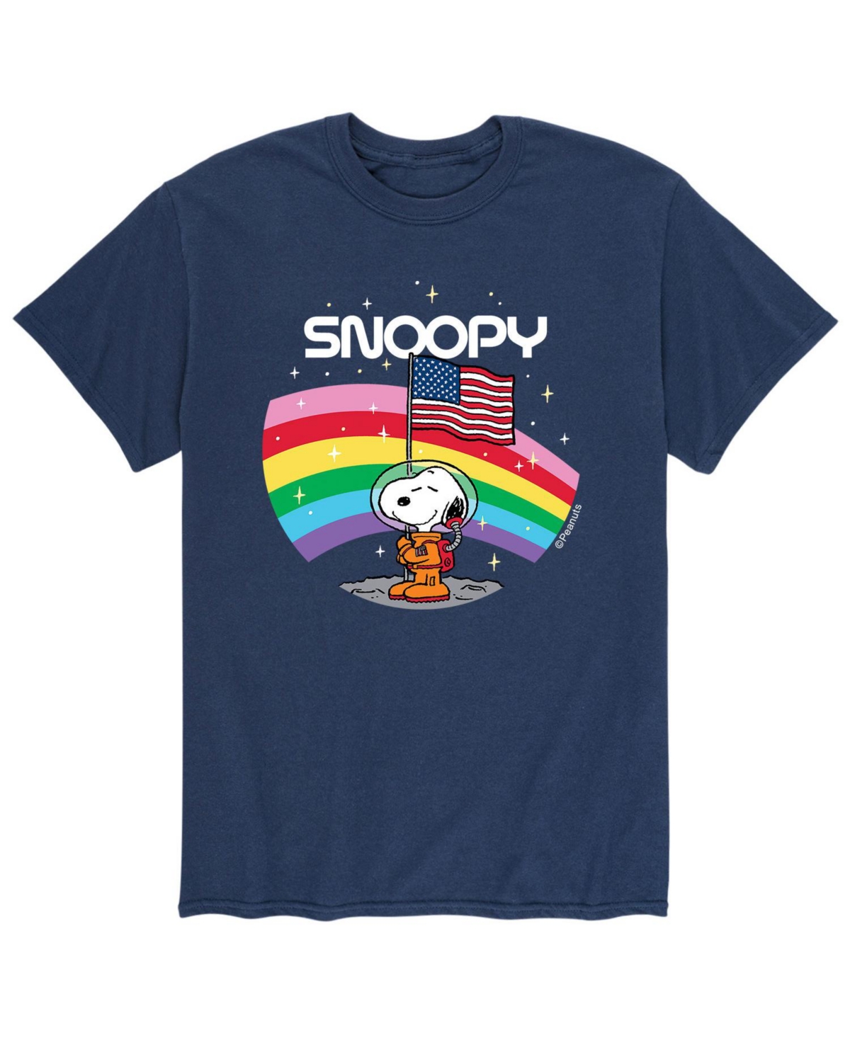 Click here for Mens Peanuts Space American Flag T-Shirt - Blue prices