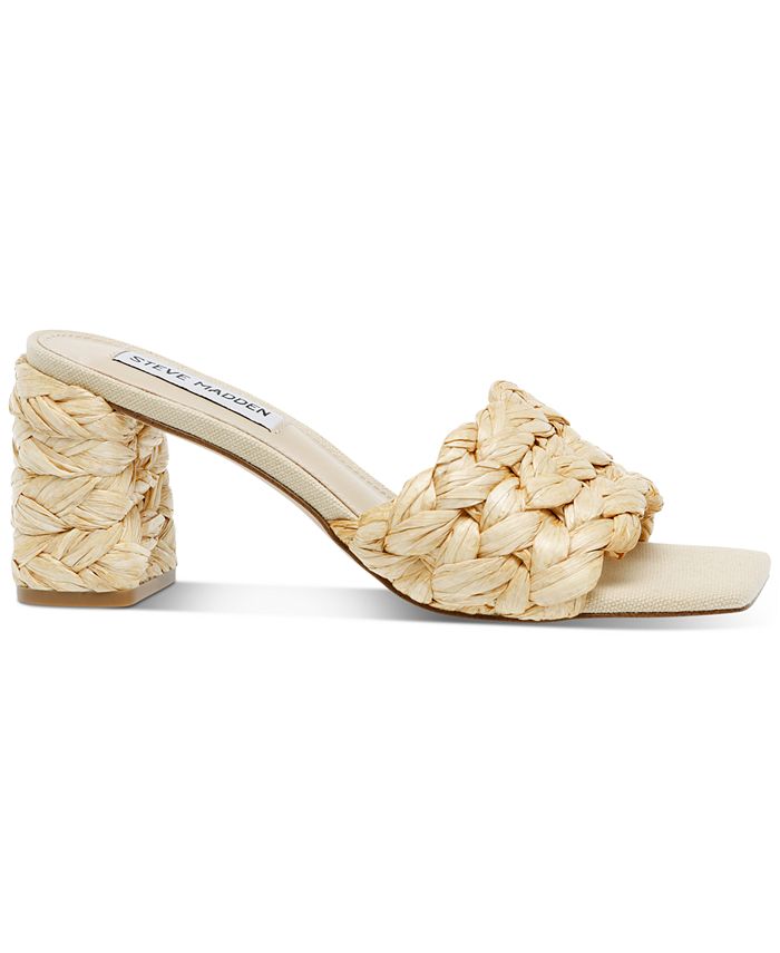 Steve Madden Women's Laveda Raffia Block-Heel Sandals - Macy's