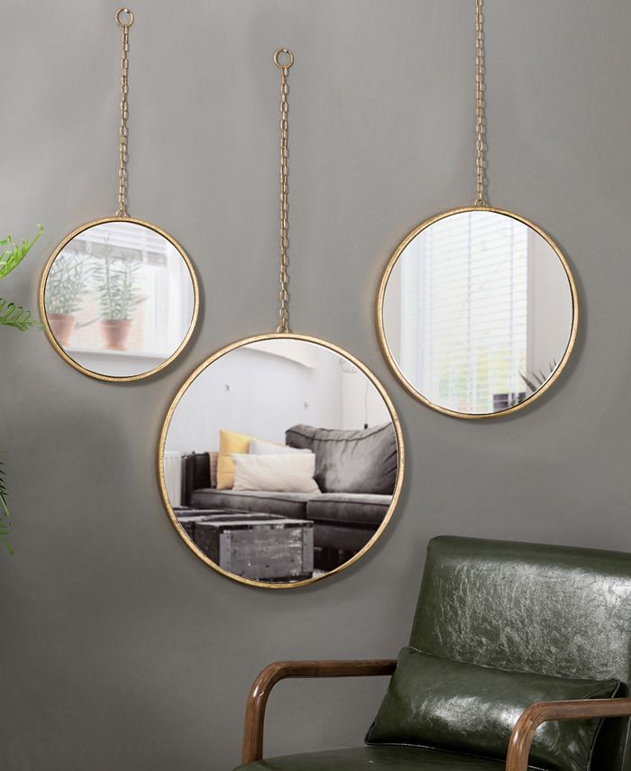 Glitzhome Regency Modern Metal Chains Hanging Mirrors Set, 3 Piece - Macy's