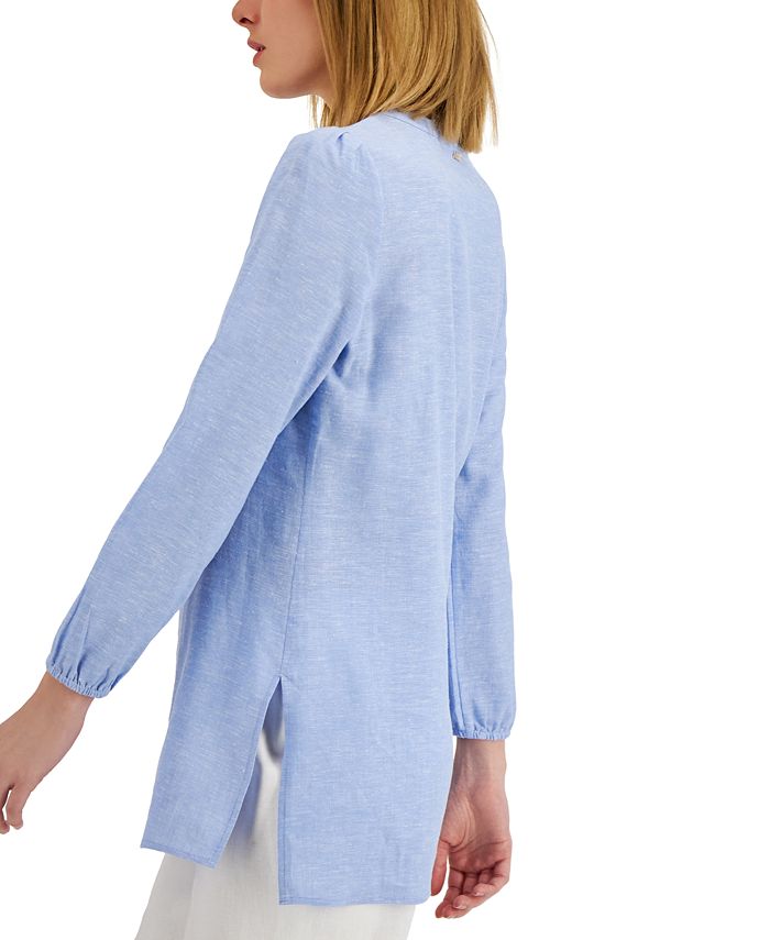 Anne Klein Women's Linen Split-Neck Tunic - Macy's