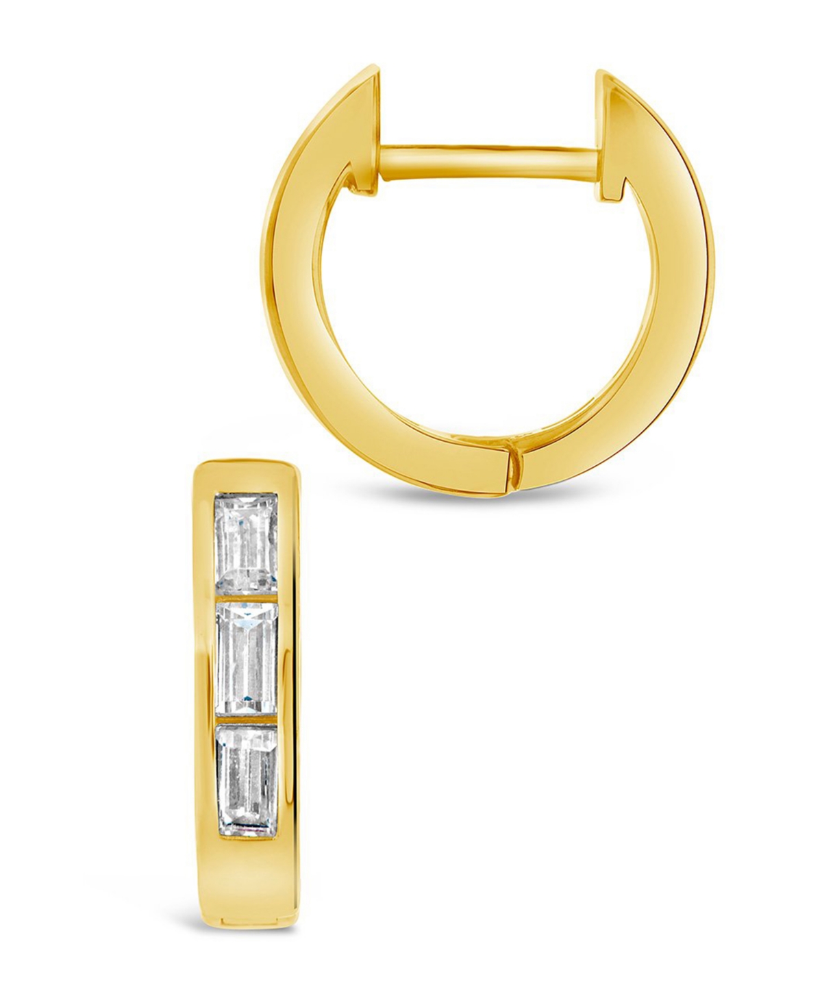 Click here for Cubic Zirconia Baguette Micro Hoop Earrings - Gold... prices