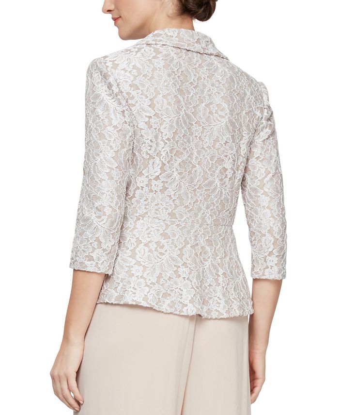 Alex Evenings 3/4 SLV LACE BLOUSE W/ C - Macy's
