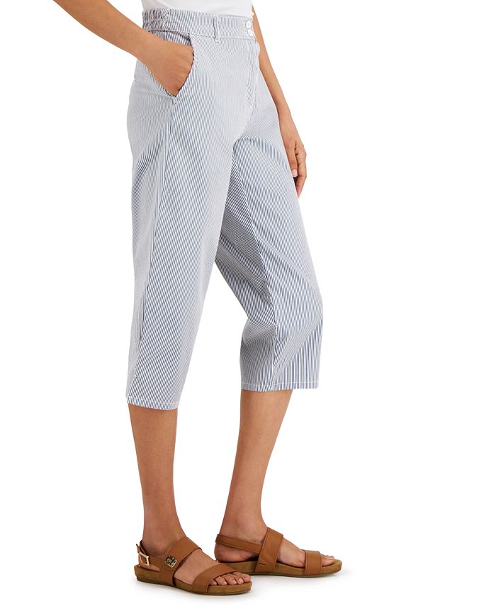 Karen Scott Women's Striped Corded Capri Pants, Created for Macy's - Macy's