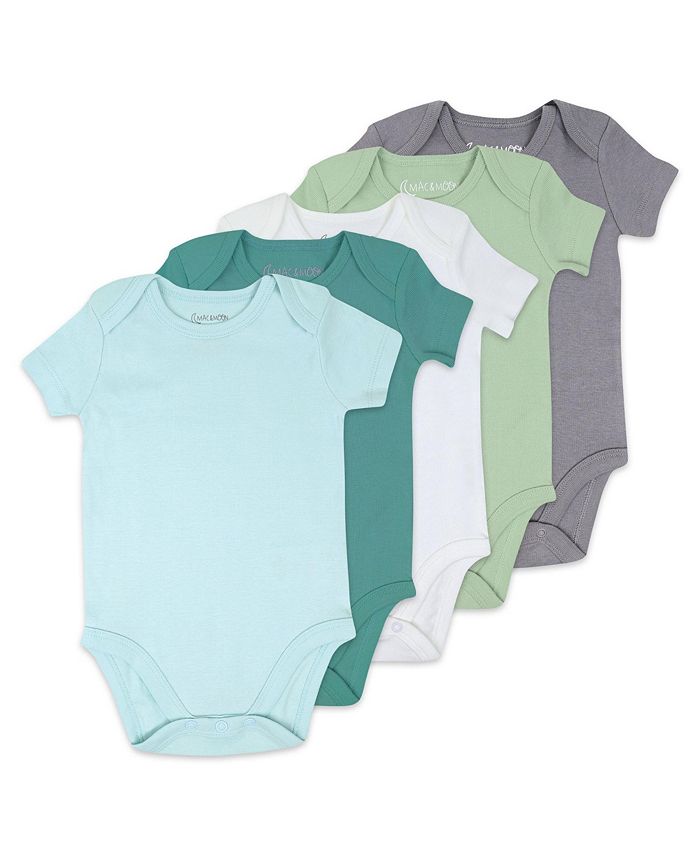 Mac & Moon Baby Boys or Baby Girls Short Sleeved Bodysuits, Pack of 5 ...