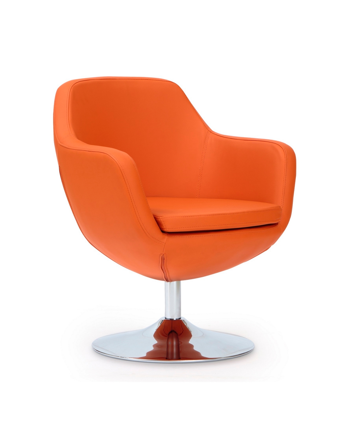 Click here for Caisson Swivel Accent Chair - Orange  Polished Chr... prices