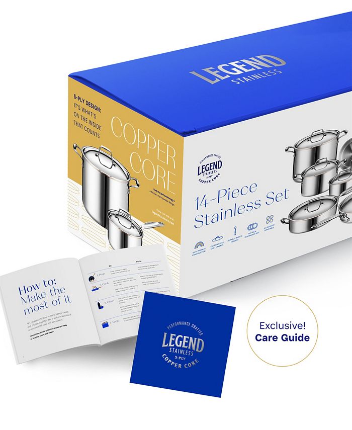 Legend Cookware Copper Core 5 Ply Cookware with Lids Set, 14 Piece - Macy's