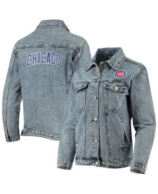 Women's The Wild Collective Chicago Cubs Team Patch Denim Button-Up ...