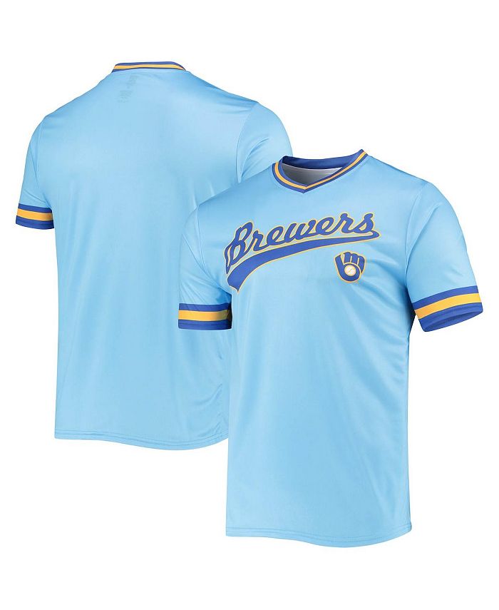 Stitches Men's Powder Blue, Royal Milwaukee Brewers Cooperstown ...