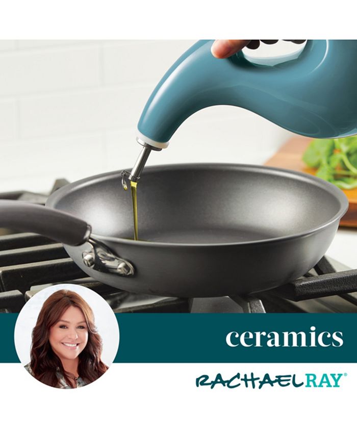 Rachael Ray Ceramic EVOO Oil and Vinegar Dispensing Bottle, 24-Ounce ...