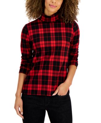 Charter Club Women's Tartan Turtleneck Top, Created for Macy's - Macy's