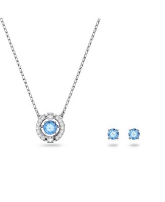 Swarovski Sparkling Dance Round Cut Rhodium Plated Set - Macy's