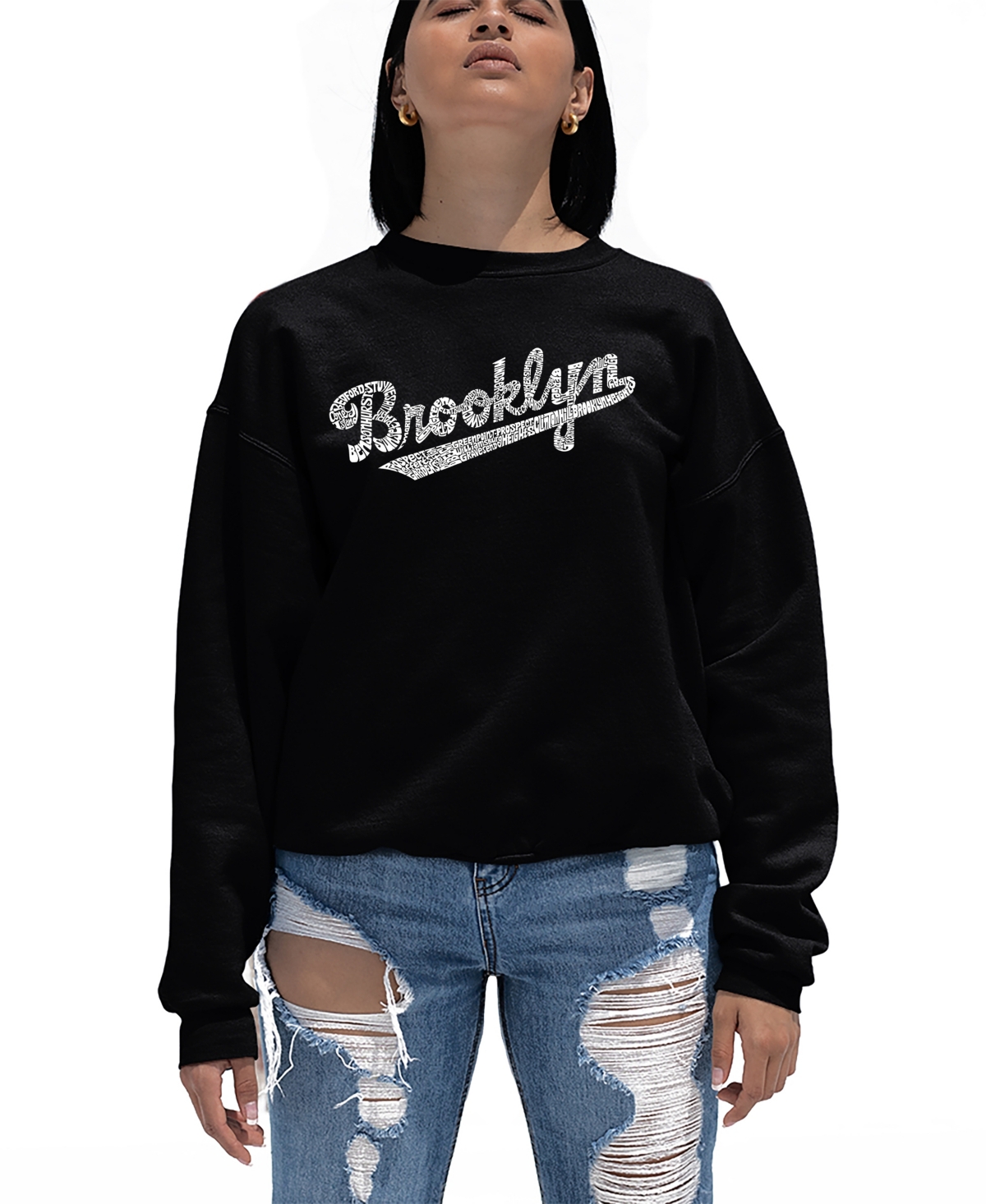 Click here for Womens Crewneck Word Art Brooklyn Neighborhoods Sw... prices