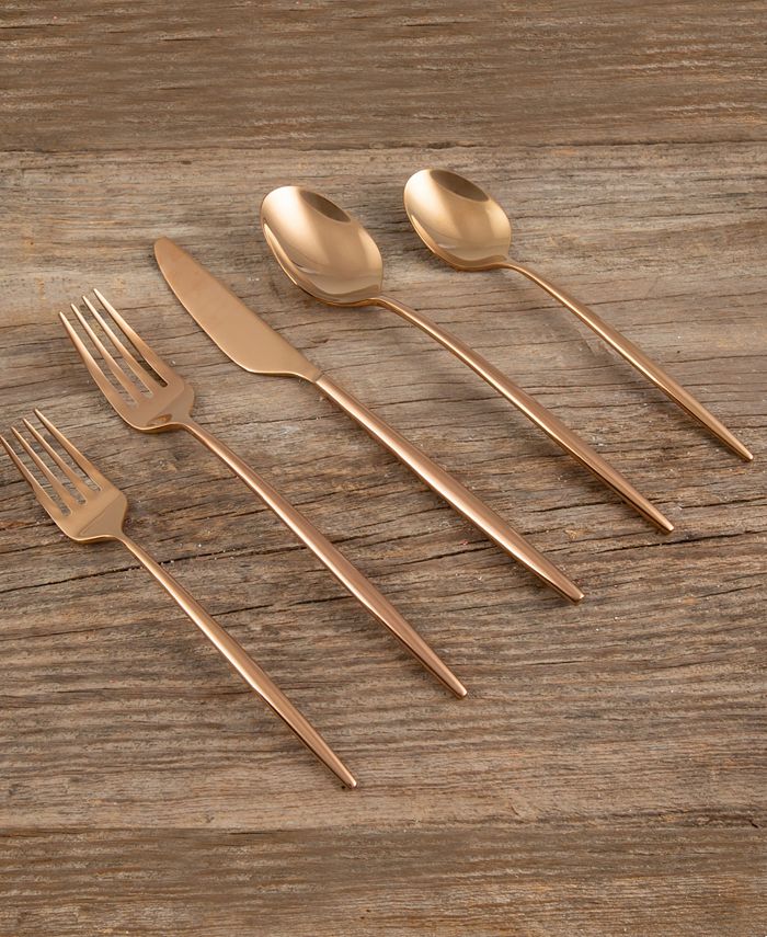Cambridge Silversmiths Gaze Copper Mirror 20-Piece Flatware Set ...