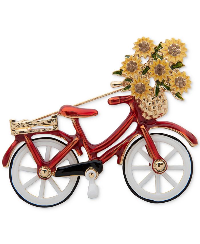 Anne Klein Silver-Tone Sunflower Bicycle Pin - Macy's