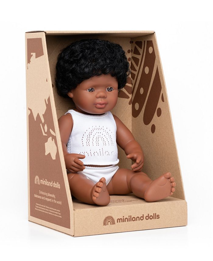 MINILAND 15" Baby Doll African American Boy Set, 3 Piece - Macy's