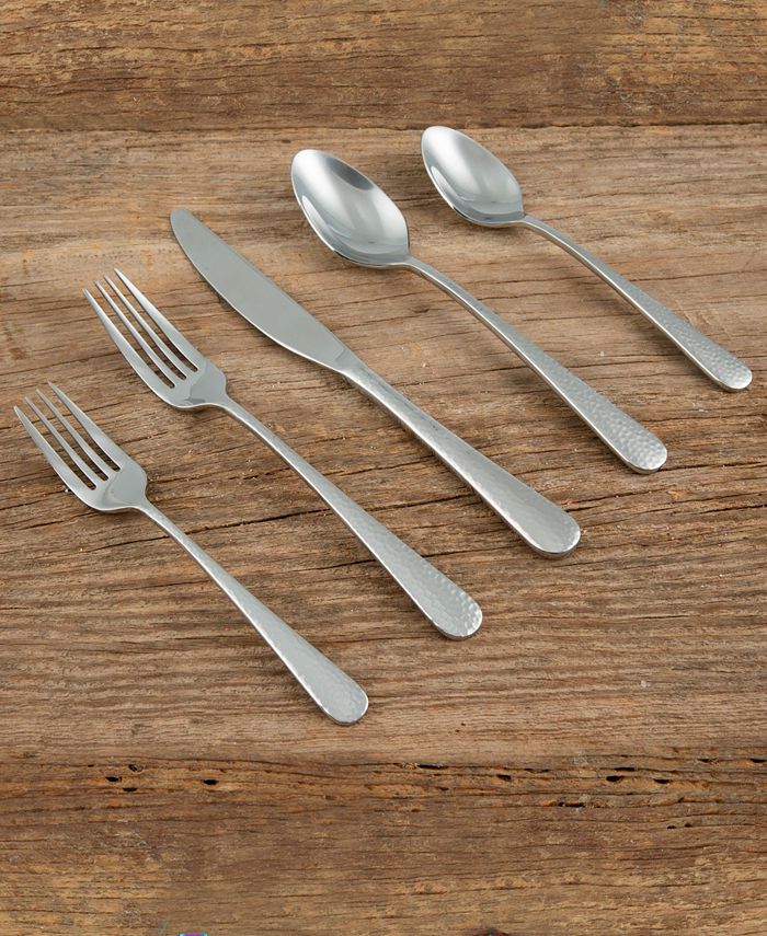 Cambridge Silversmiths Keene Hammered Mirror 20-Piece Flatware Set ...