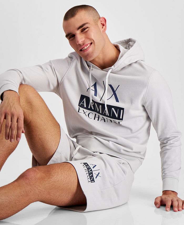 A|X Armani Exchange Men's Double AX Logo Fleece Hoodie, created for ...