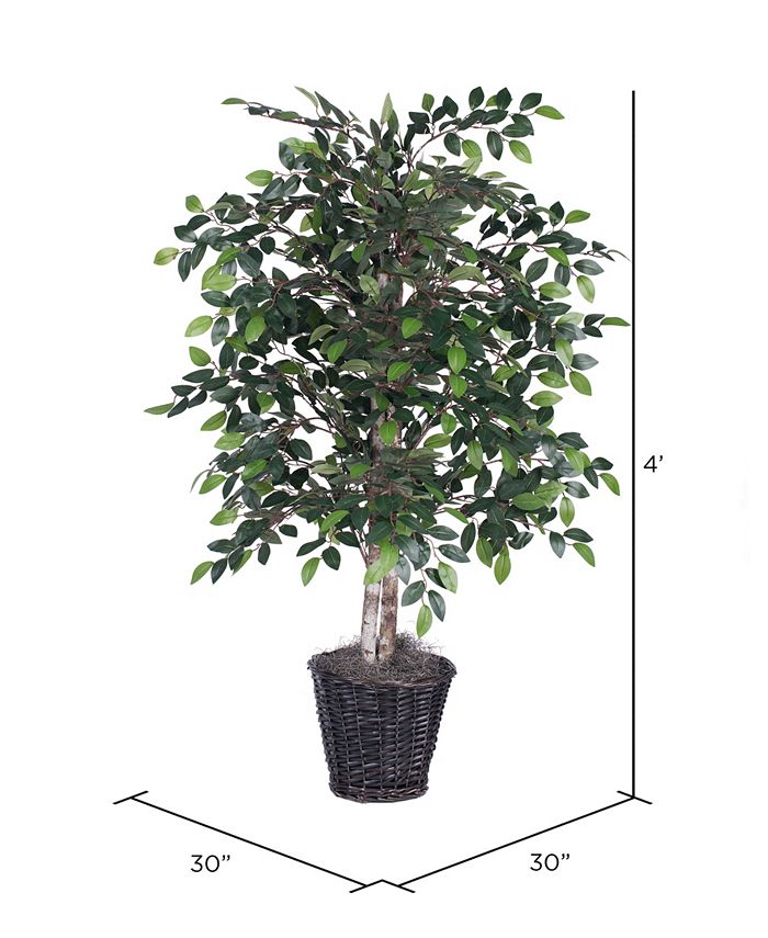 Vickerman 4' Artificial Mini Ficus Bush, Rattan Basket - Macy's