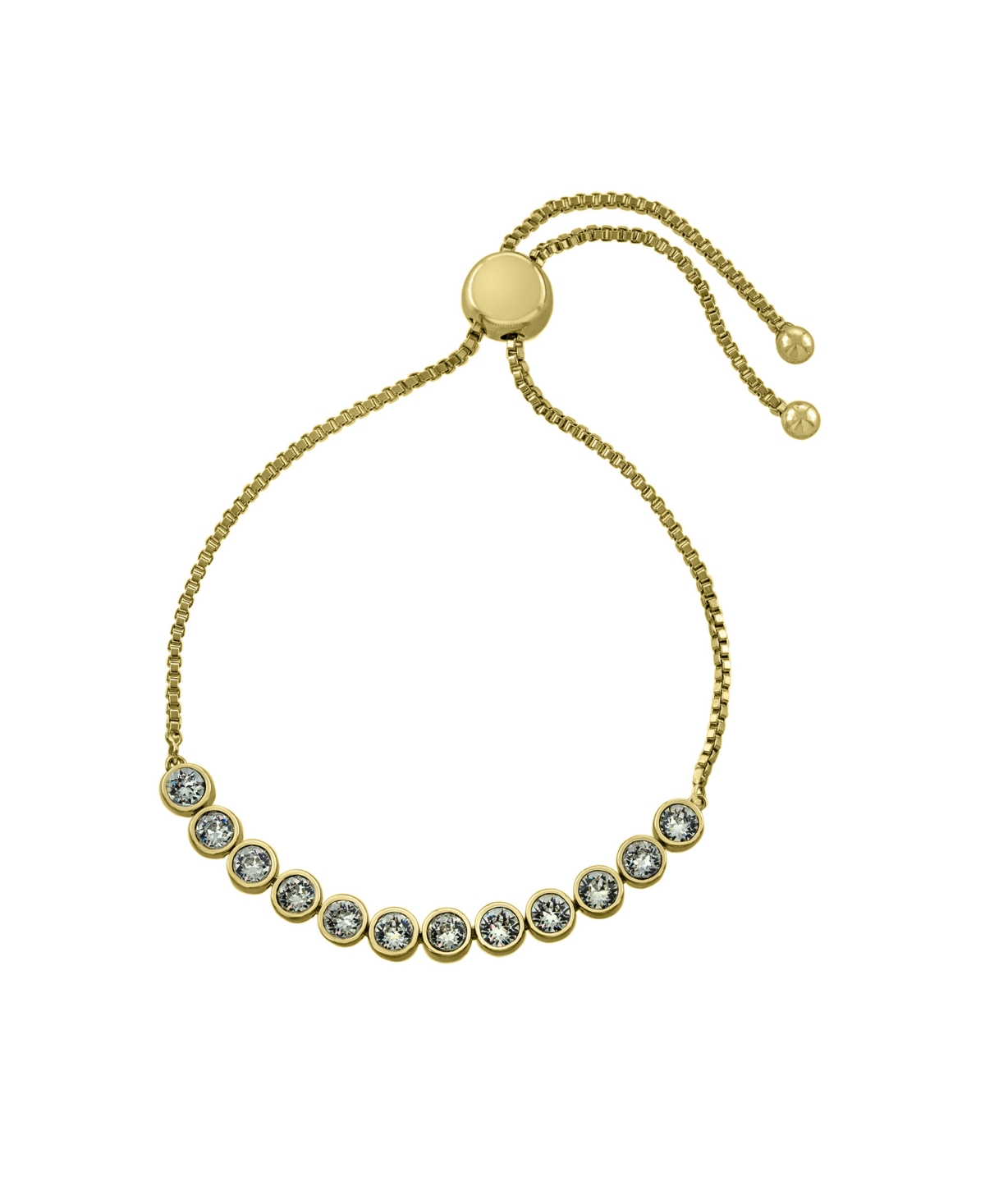 Click here for Womens Crystal Bezel Set Adjustable Bracelet - 14K... prices