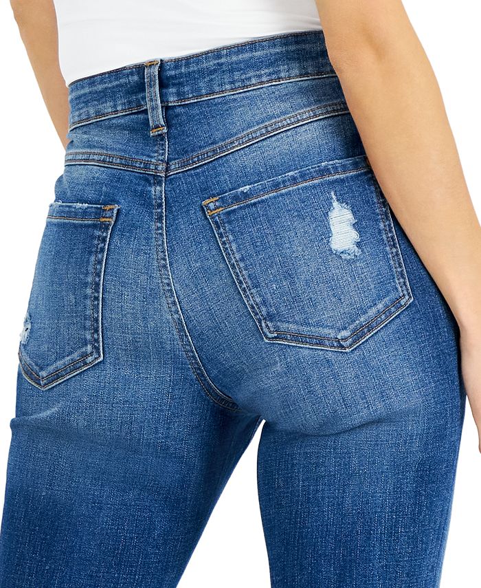 INC International Concepts Women's High-Rise Distressed Straight-Leg ...