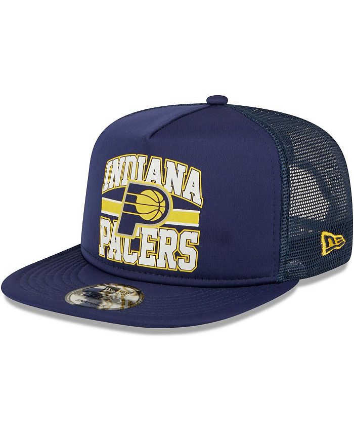 New Era Men's Navy Indiana Pacers Logo A-Frame 9Fifty Trucker Snapback ...