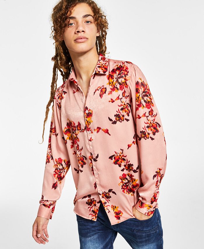 I N C International Concepts Mens Regular Fit Floral Print Shirt