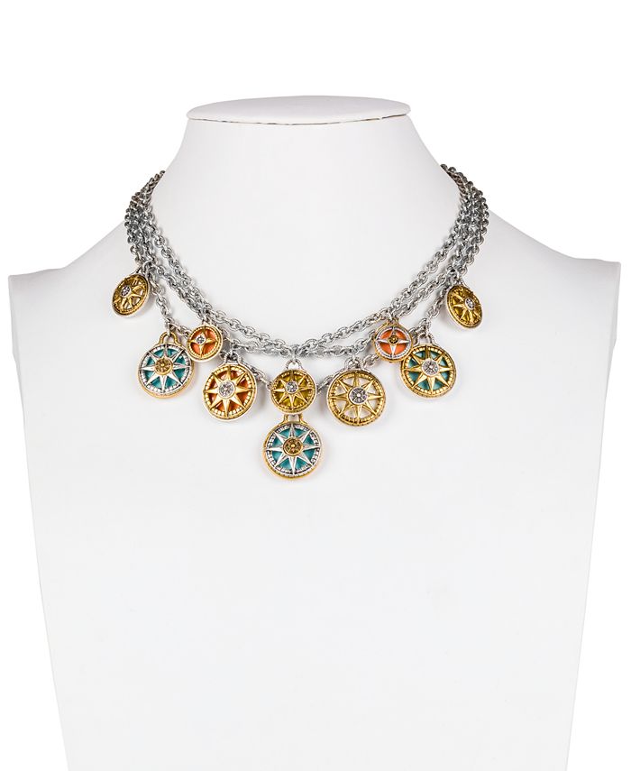 Patricia Nash Two-Tone Compass Charm Statement Necklace, 18