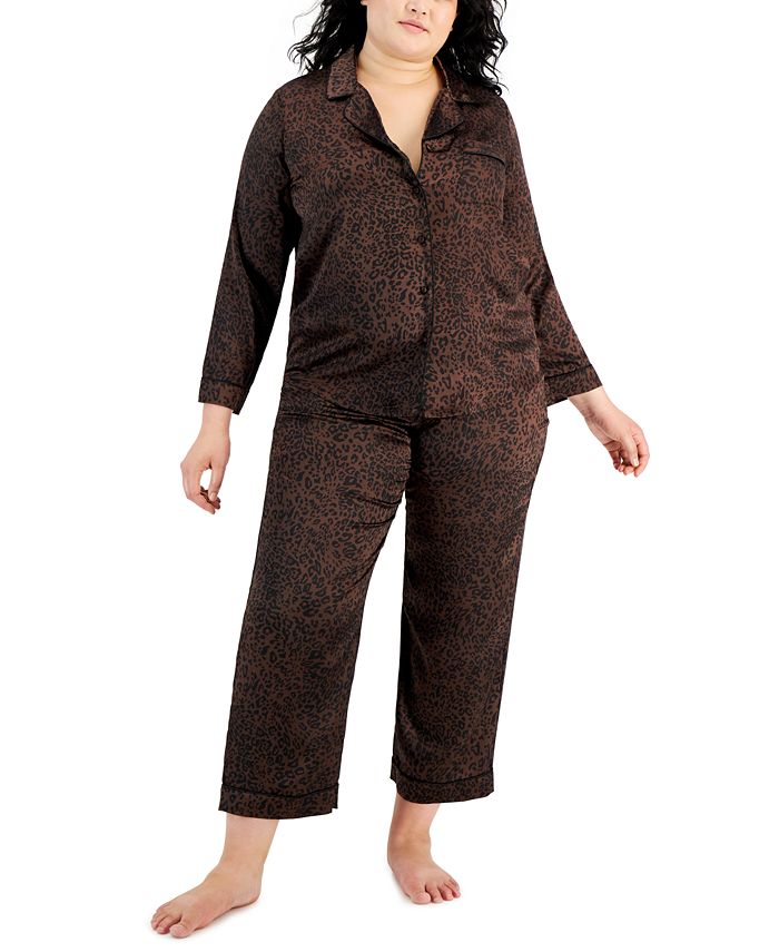 INC International Concepts Women's Plus Size Print Notch Pajama Set ...