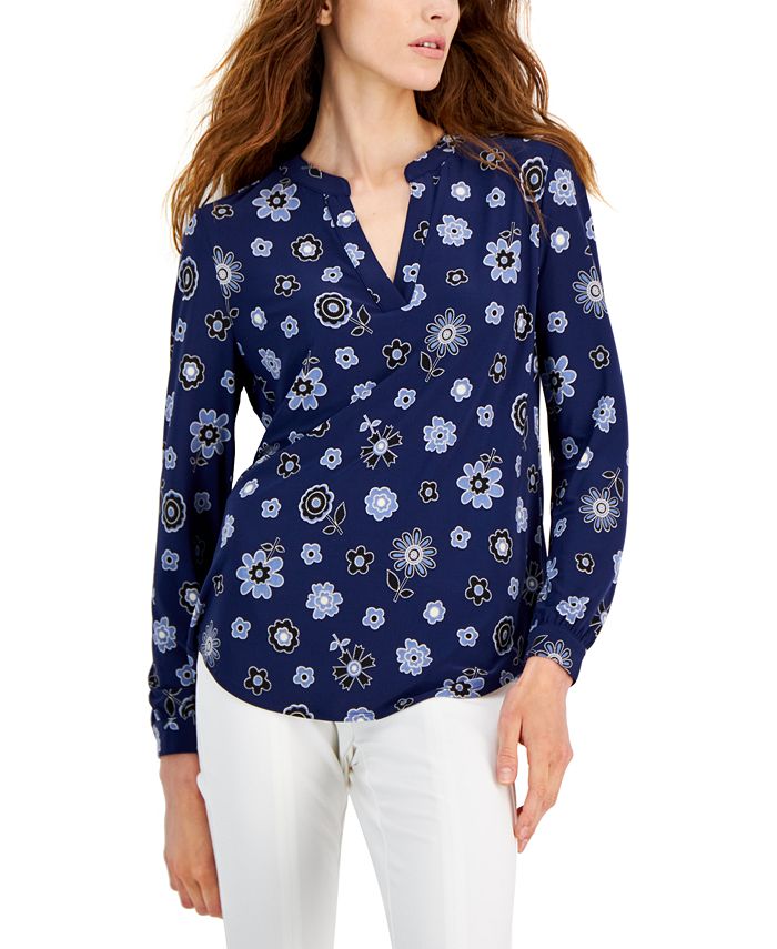 Anne Klein Women's Split Neck Tunic - Macy's
