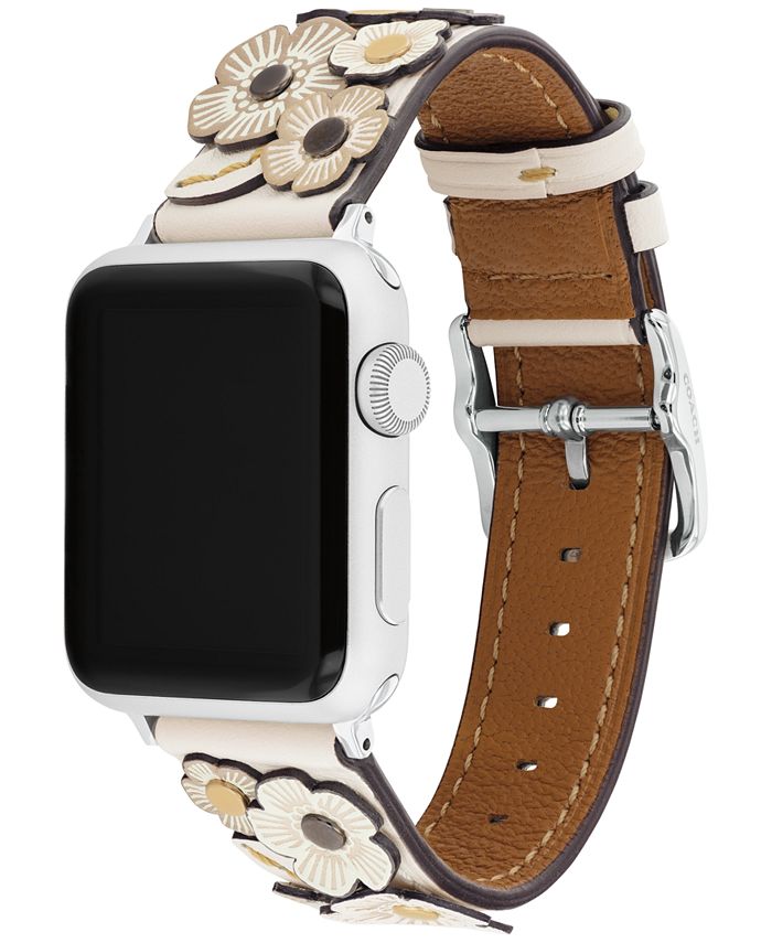 COACH Tea Rose Leather Apple Watch® Strap 38mm/40mm - Macy's