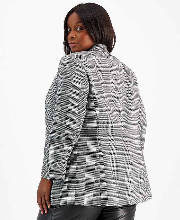 Bar III Plus Size Plaid Faux Double-Breasted Blazer, Created for Macy's ...