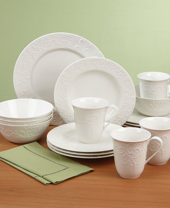 Lenox Opal Innocence Carved 16 Pc. Dinnerware Set, Service for 4 - Macy's