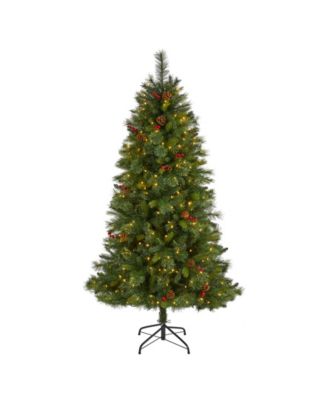 Aberdeen Spruce Artificial Christmas Tree with Lights, Pinecones and ...