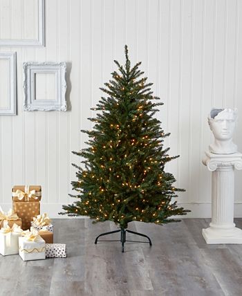 Nearly Natural Napa Valley Fir Artificial Christmas Tree with Lights ...