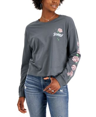 Rebellious One Juniors' Rose Long-Sleeve T-Shirt - Macy's