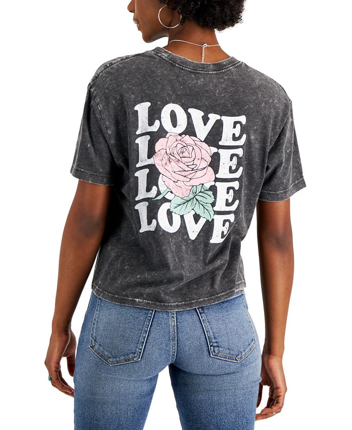 Rebellious One Juniors' Rose Love T-Shirt - Macy's
