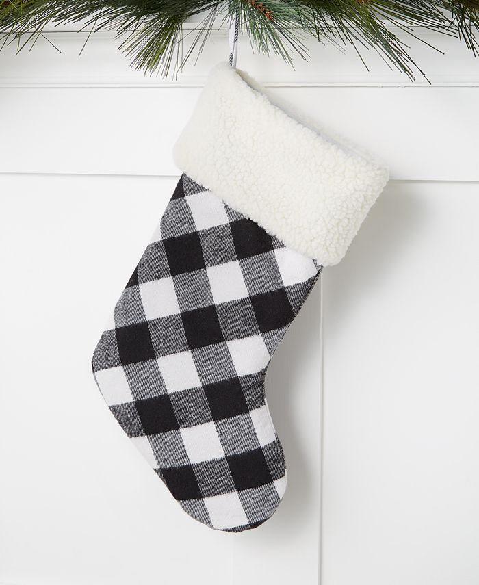 Holiday Lane Sherpa Fleece Cuff with Black and White Buffalo Plaid Body ...