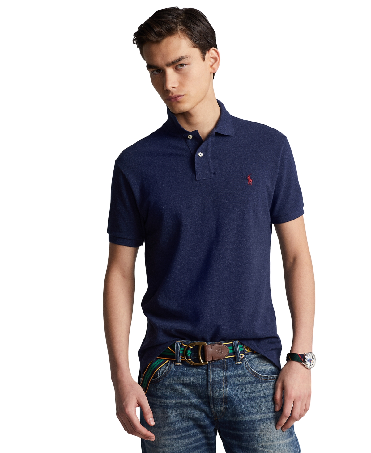 Polo Ralph Lauren Men's Classic-fit Mesh Polo In Spring Navy Heather | ModeSens