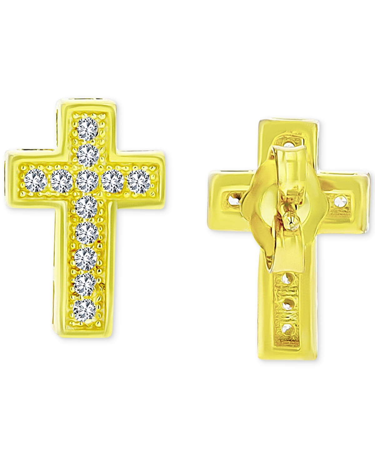 Click here for Cubic Zirconia Cross Stud Earrings in 14k Gold-Pla... prices