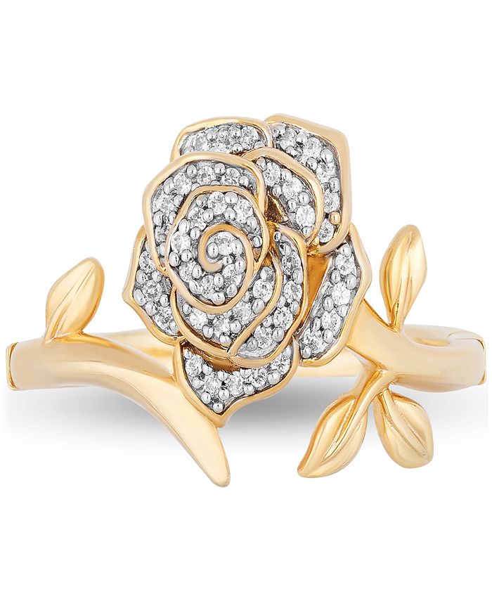 Enchanted Disney Fine Jewelry Diamond Rose Belle Ring (1/8 ct. t.w.) in ...